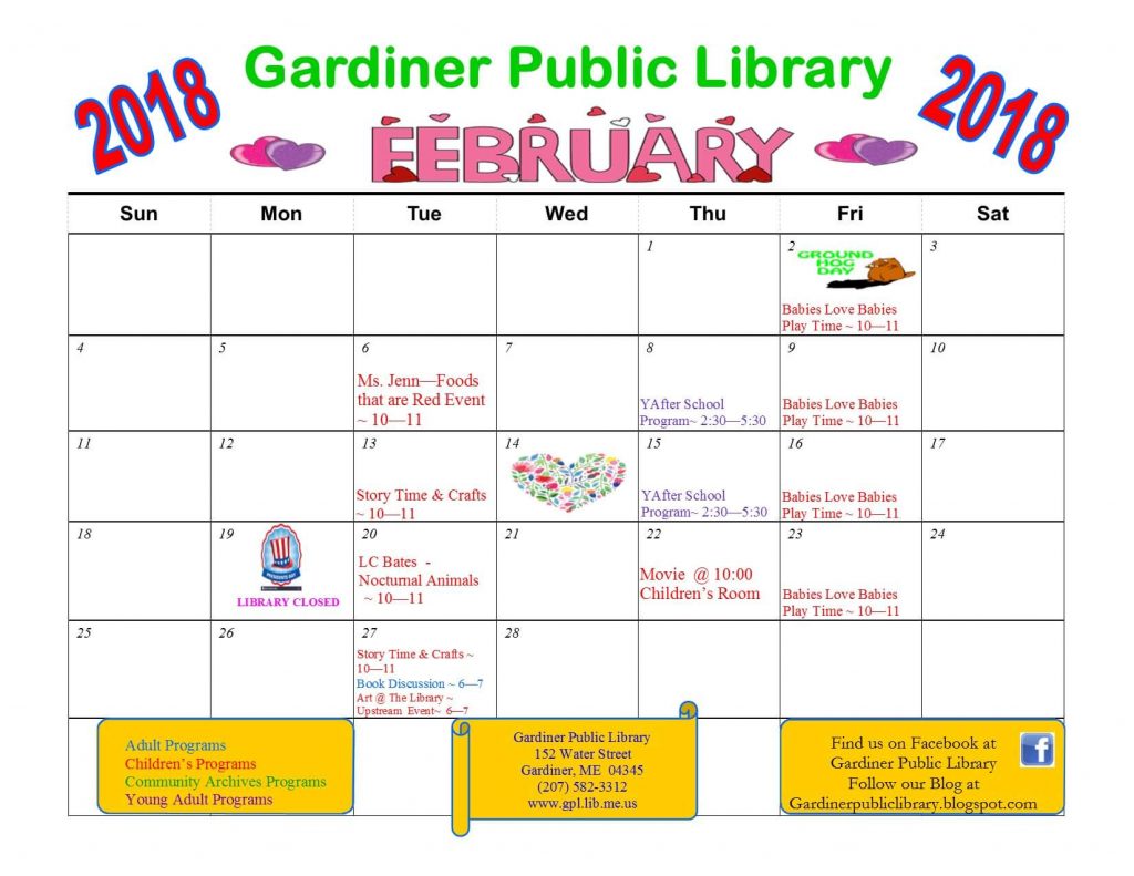 Children’s Events ~ Winter 2018 - Gardiner Public Library