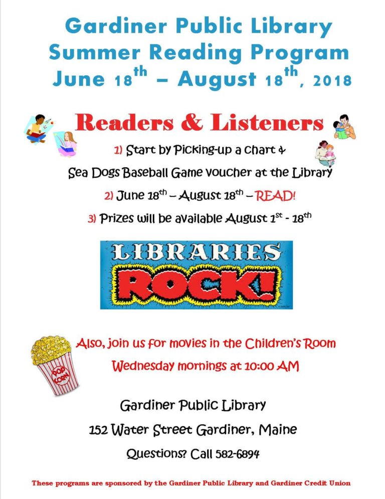 Summer Reading Program ~ 2018 - Gardiner Public Library